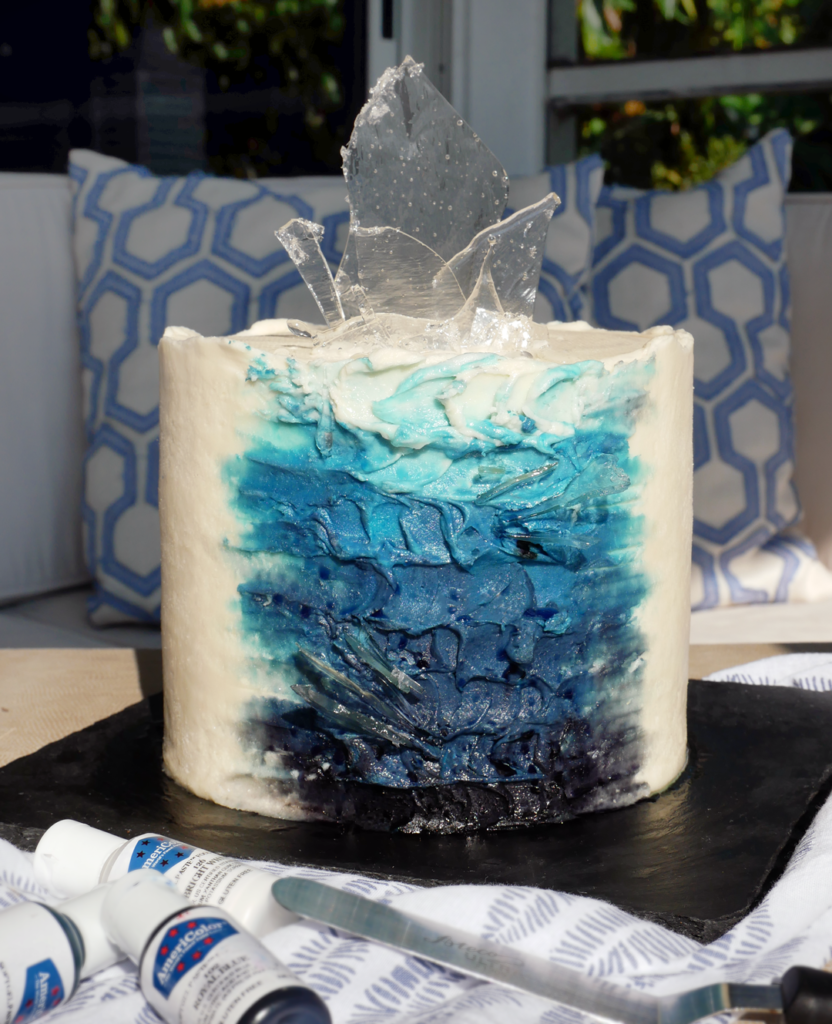 Glacier-Inspired Ombre Painted Buttercream Cake & Isomalt Ice Tutorial