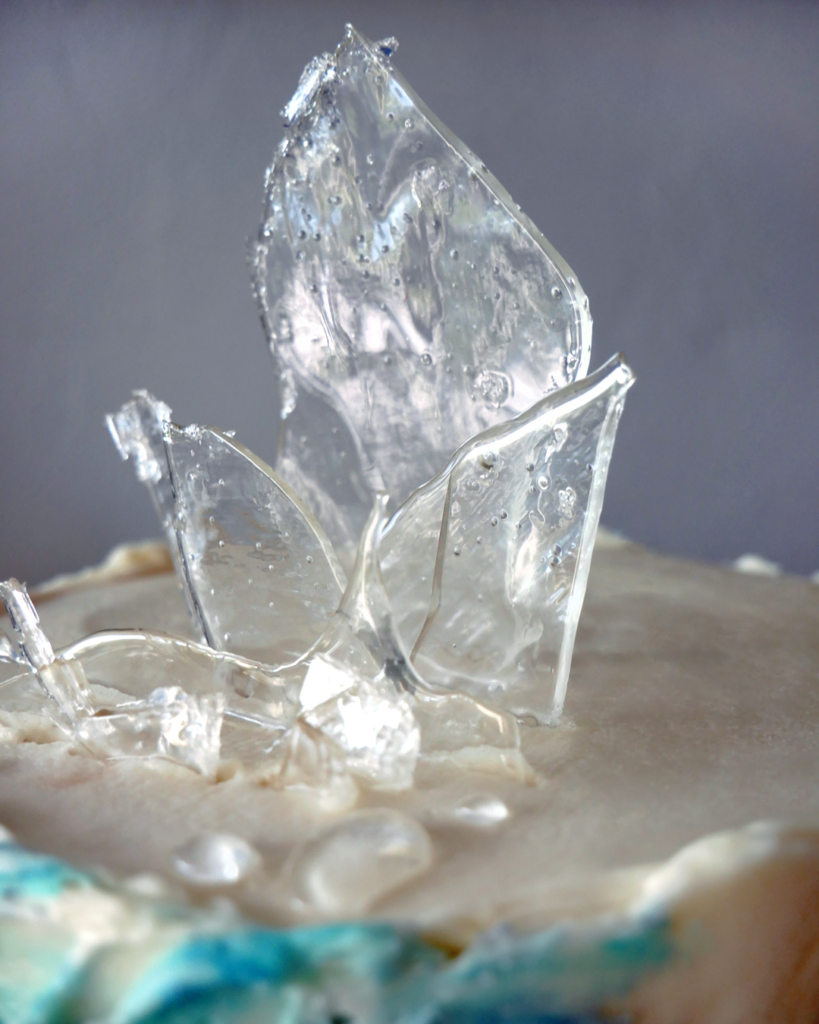 Glacier-Inspired Ombre Painted Buttercream Cake & Isomalt Ice Tutorial