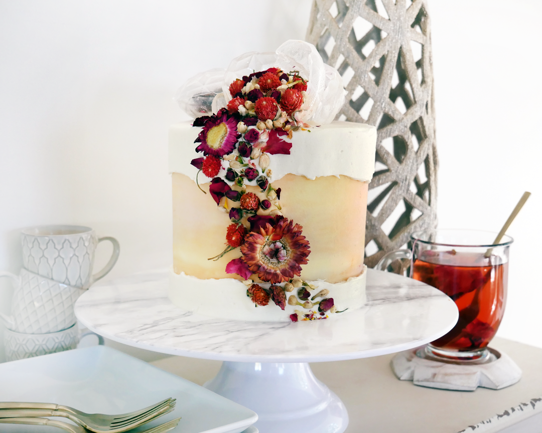 Spring Youthberry Tea Cake with Citrus Buttercream and Teabag Bombs